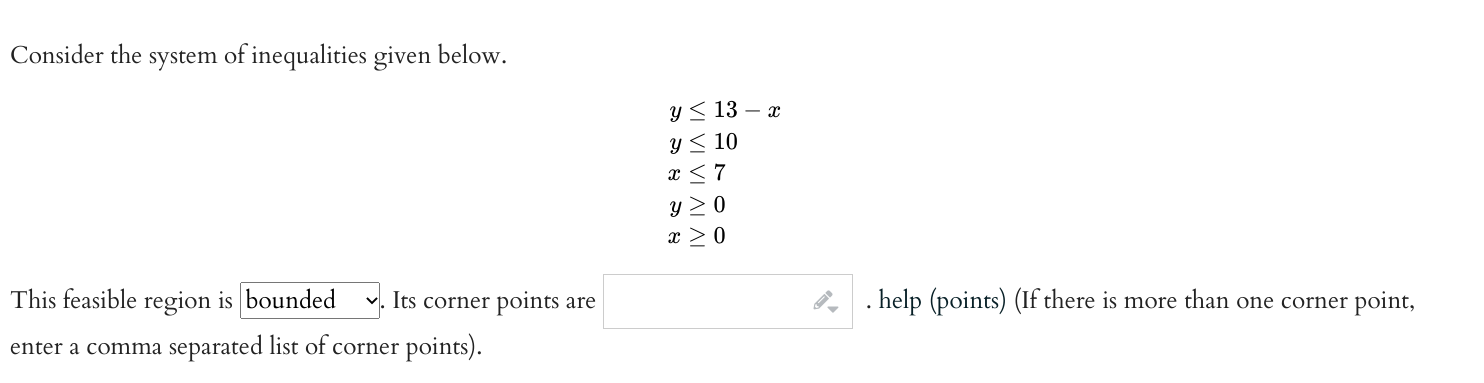 Solved Consider the system of inequalities given below. | Chegg.com