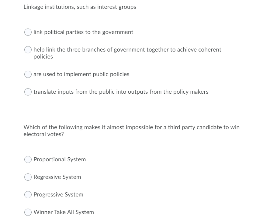 Solved Linkage institutions, such as interest groups link | Chegg.com