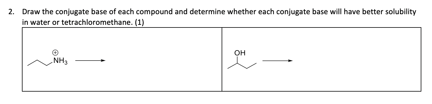 Solved 2. Draw the conjugate base of each compound and | Chegg.com