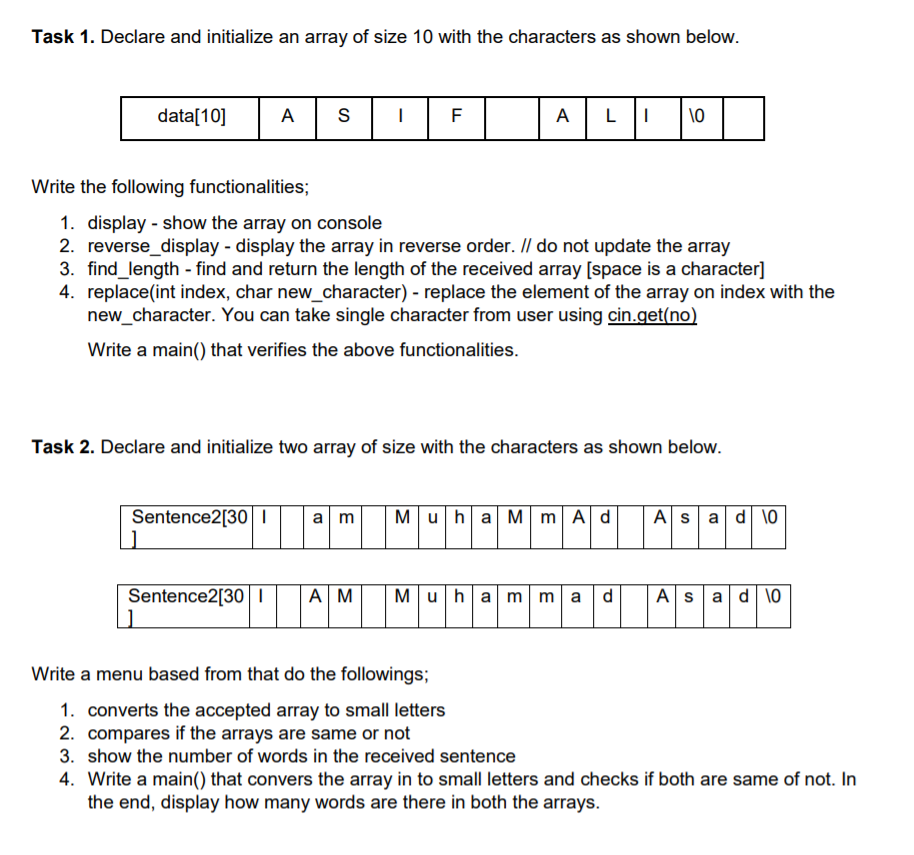 Solved C Program Only Use Char Array And Loop And 