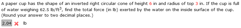 Solved A paper cup has the shape of an inverted right | Chegg.com