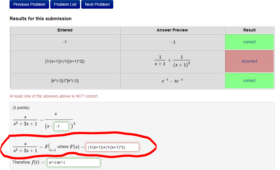 Solved (3 points) ss2+2s+1=ss2+2s+1= | Chegg.com