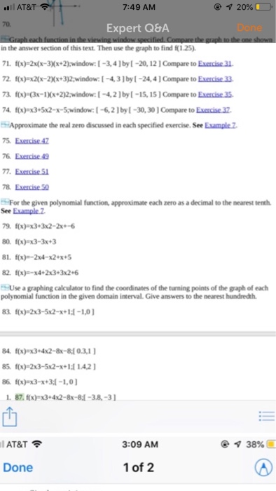 Solved #80 for the given polynomial function approximate | Chegg.com