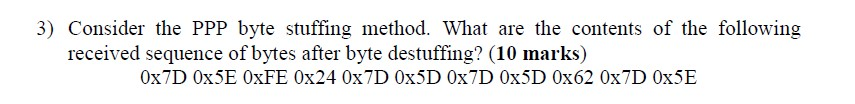 Solved 3 Consider The Ppp Byte Stuffing Method What Are