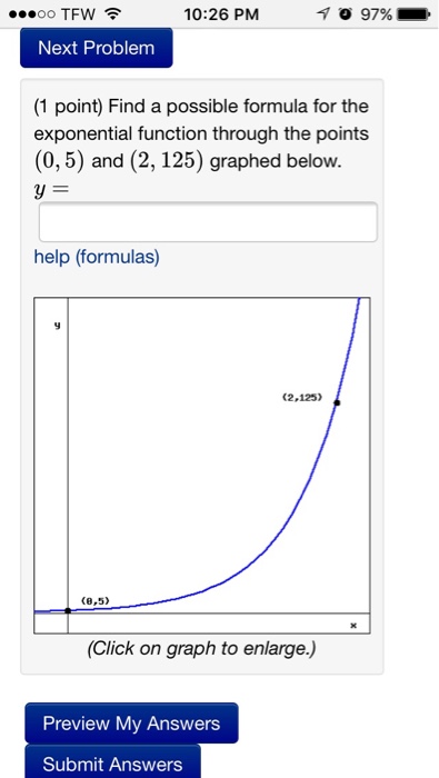 Solved Find a possible formula for the exponential function | Chegg.com