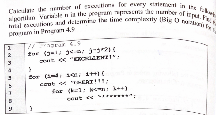 Solved Calculate the number of executions for every | Chegg.com