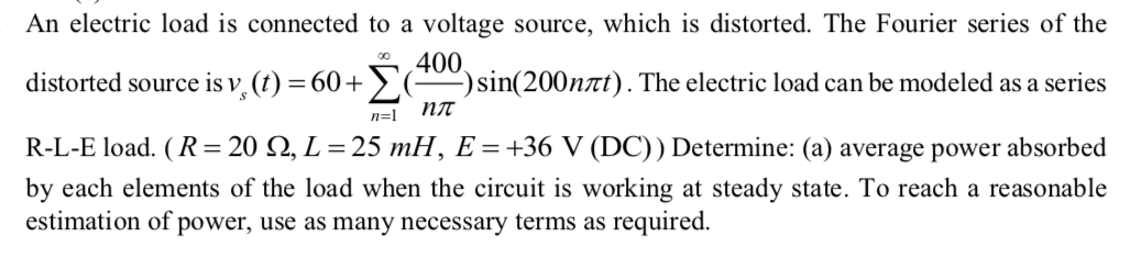 Solved An electric load is connected to a voltage source, | Chegg.com