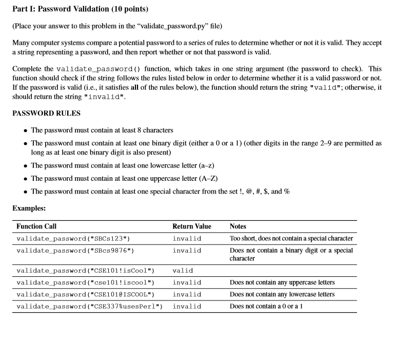 Solved def validate_password(password): # ADD YOUR CODE | Chegg.com Solved def validate_password(password): # ADD YOUR CODE | Chegg.com