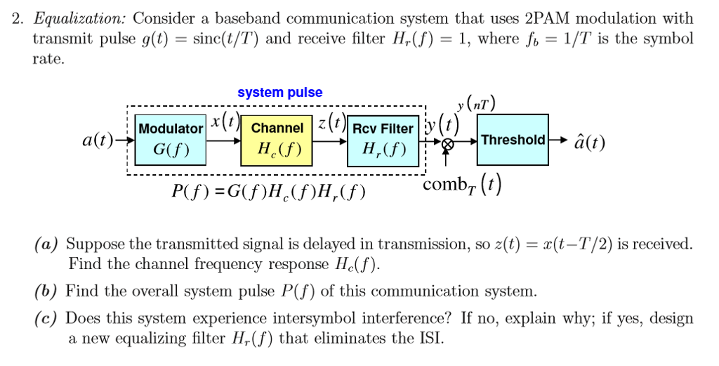 Solved 2. Equalization: Consider a baseband communication | Chegg.com
