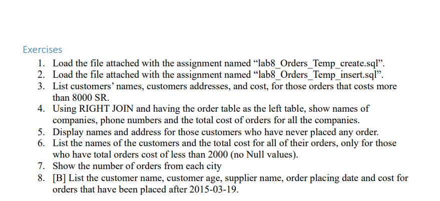 creating this database answer the remaining questions | Chegg.com