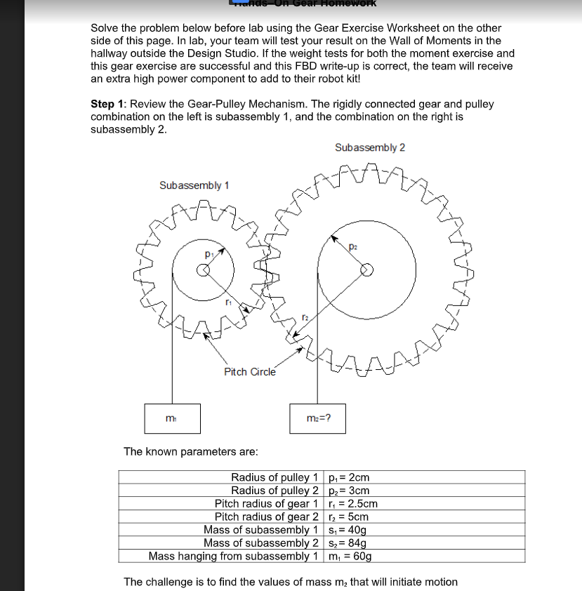 Solved Solve the problem below before lab using the Gear | Chegg.com Solved Solve the problem below before lab using the Gear | Chegg.com