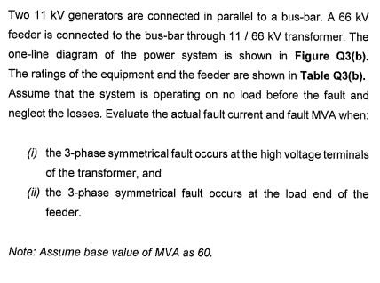 Two 11 kV generators are connected in parallel to a | Chegg.com