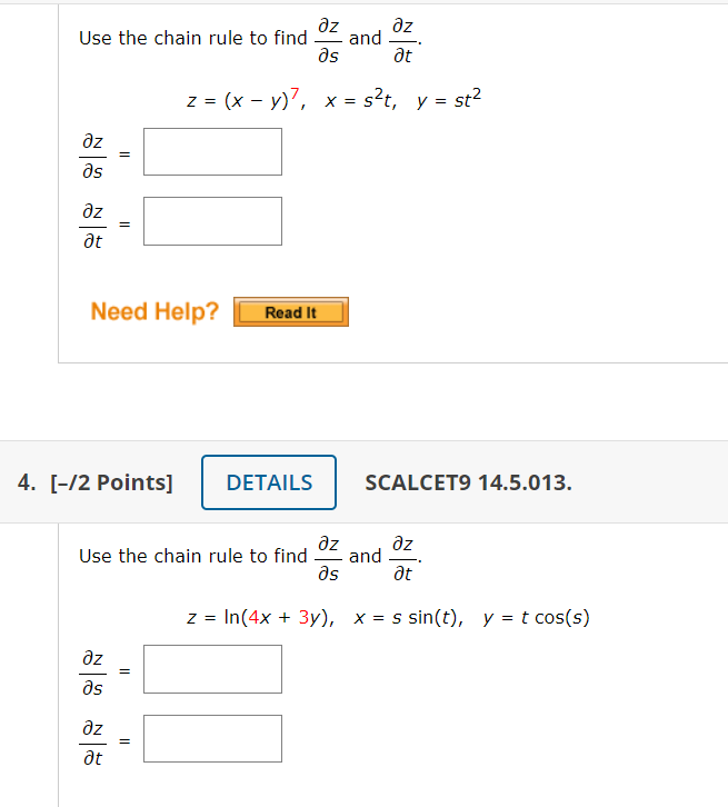 Solved Use the chain rule to find ∂s∂z and ∂t∂z. | Chegg.com