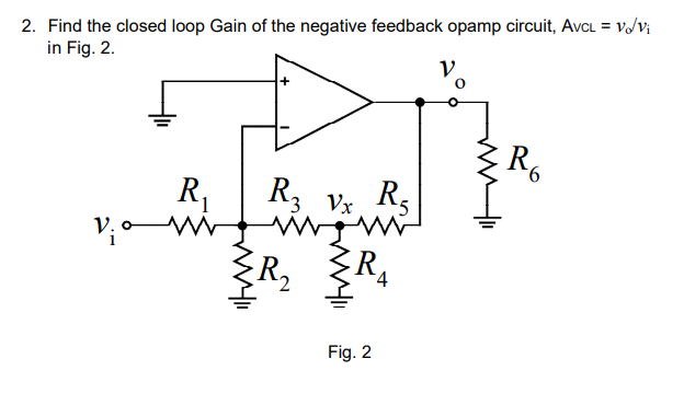 Solved 2. Find the closed loop Gain of the negative feedback | Chegg.com