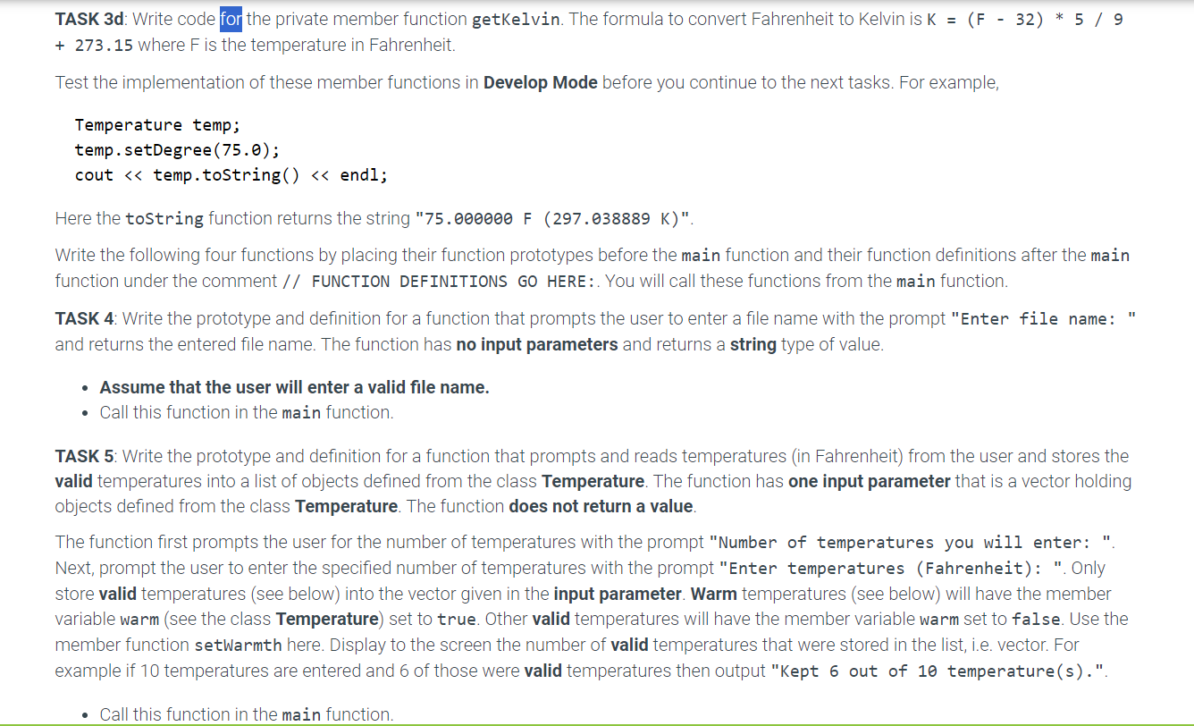 Solved Write a C++ program that reads temperatures (in | Chegg.com