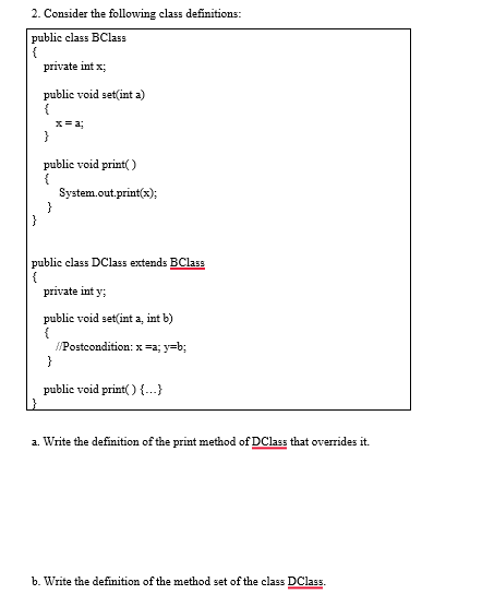 Solved 2. Consider the following class definitions: public | Chegg.com