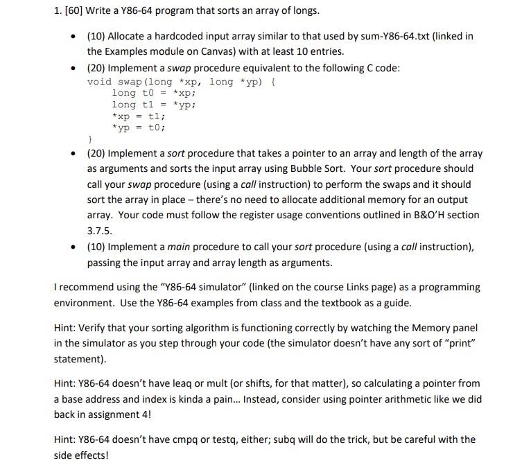 Solved - (10) Allocate a hardcoded input array similar to | Chegg.com