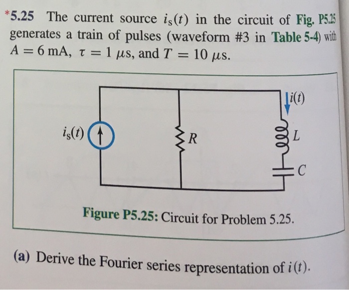 Solved *5.25 The current source is (t) in the circuit of | Chegg.com