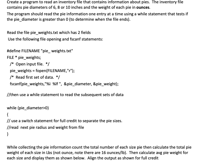 Create a program to read an inventory file that | Chegg.com