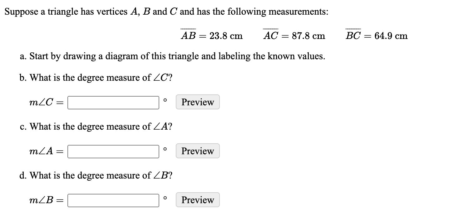 Solved Suppose a triangle has vertices A,B and C and has the | Chegg.com