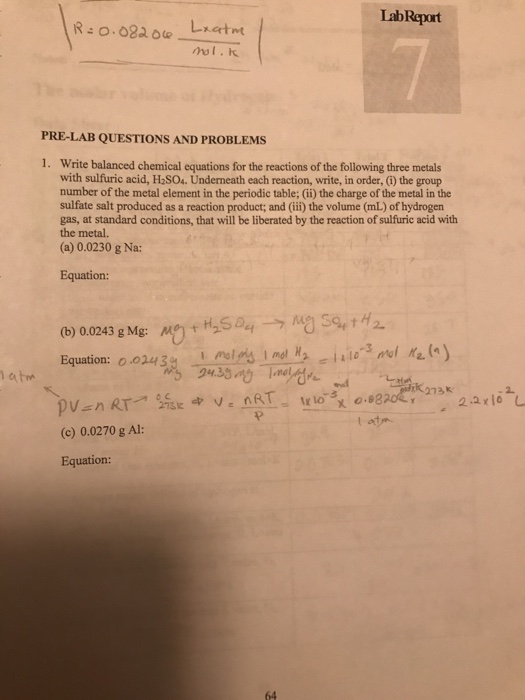 Solved LabReport PRE-LAB QUESTIONS AND PROBLEMS 1. Write | Chegg.com