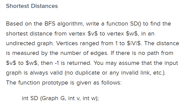 Solved Shortest Distances Based on the BFS algorithm, write | Chegg.com