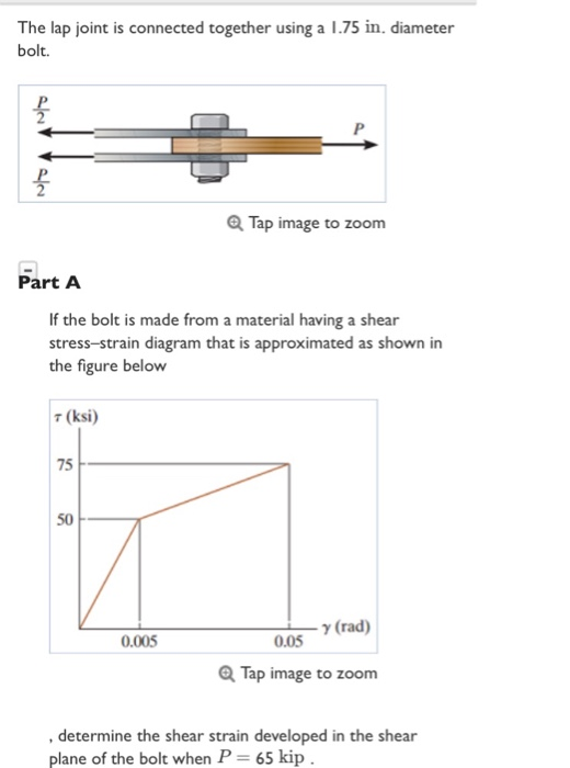 Solved The lap joint is connected together using a 1.75 in, | Chegg.com