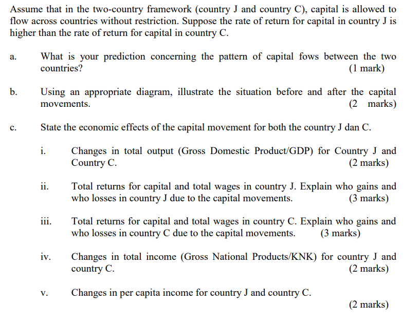 Solved Assume that in the two-country framework (country J | Chegg.com