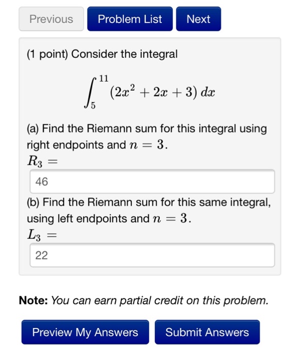 Solved Set 1: Problem 5 Previous Problem List Next (1 point) | Chegg.com