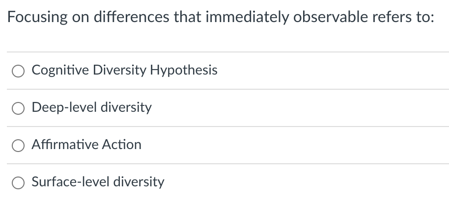 Solved Focusing on differences that immediately observable | Chegg.com