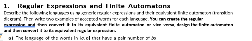 Solved 1. Regular Expressions and Finite Automatons Describe | Chegg.com