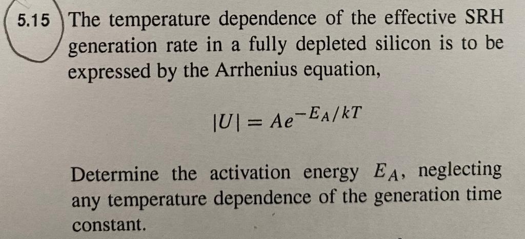 Solved 5.15 The temperature dependence of the effective SRH | Chegg.com