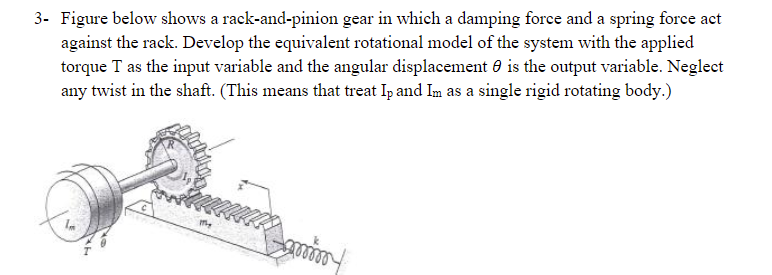 Solved 3- Figure below shows a rack-and-pinion gear in which | Chegg.com