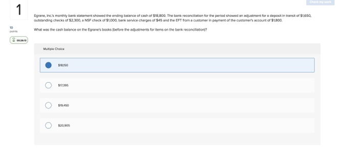 Solved Egrane, Inc.'s monthly bank statement showed the | Chegg.com