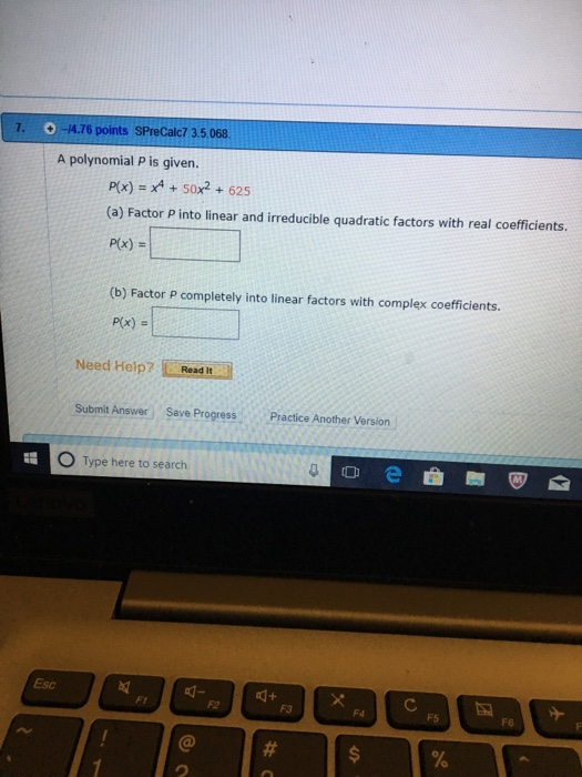 Solved 7. +,-4.76 points SPrecalc7 3.5.068 A polynomial P is | Chegg.com