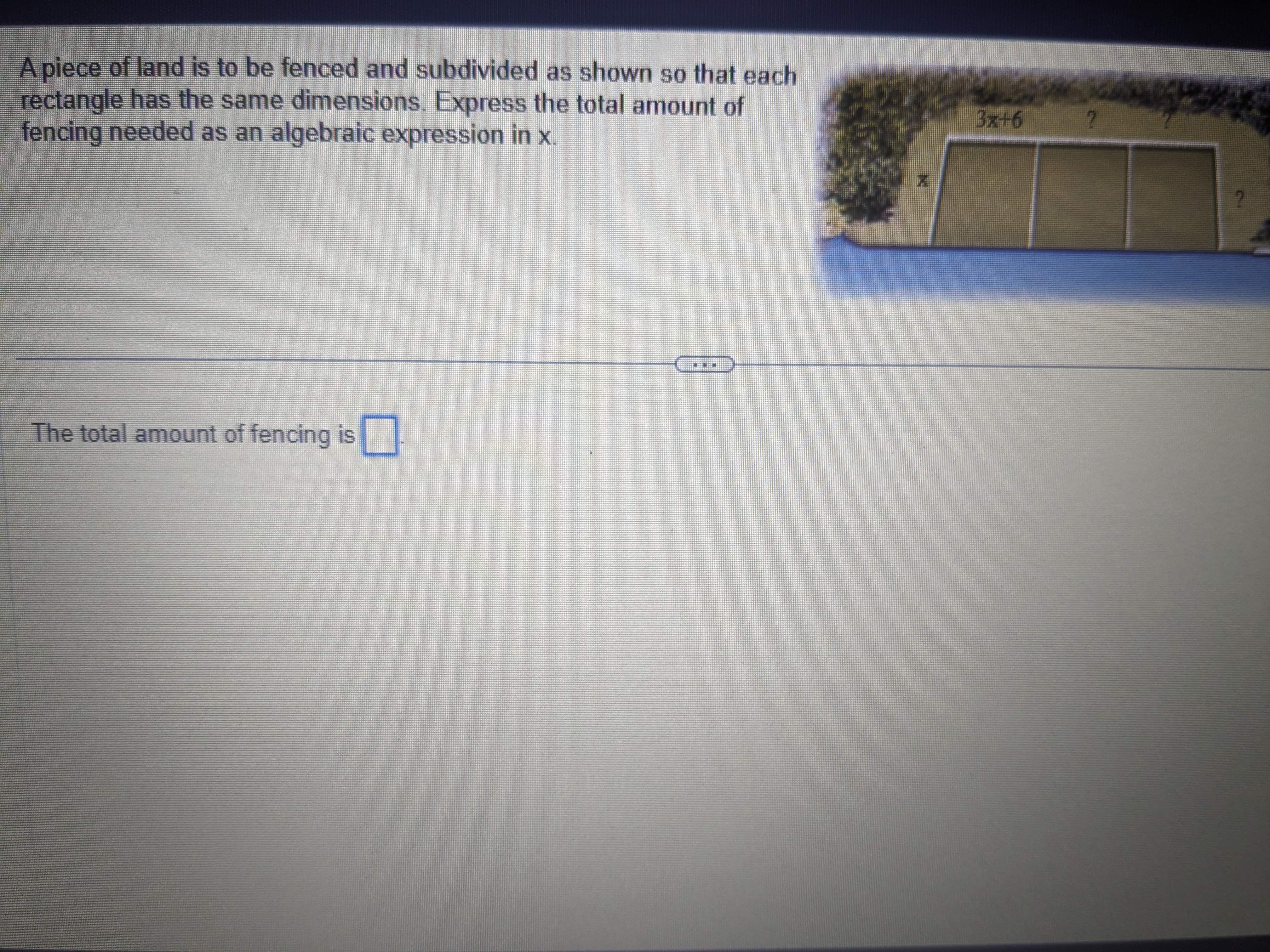 Solved A piece of land is to be fenced and subdivided as | Chegg.com
