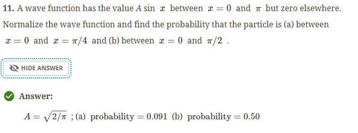 Solved A wave function has the value Asinx between x=0 ﻿and | Chegg.com