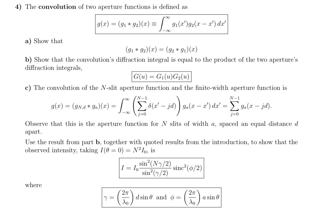4) The convolution of two aperture functions is | Chegg.com