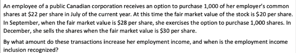 Solved An employee of a public Canadian corporation receives | Chegg.com