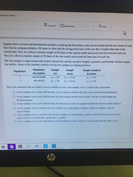 Solved erence for Means Expand Resources Hint Suppose that a | Chegg.com