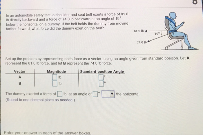 Solved In an automobile safety test, a shoulder and seat | Chegg.com