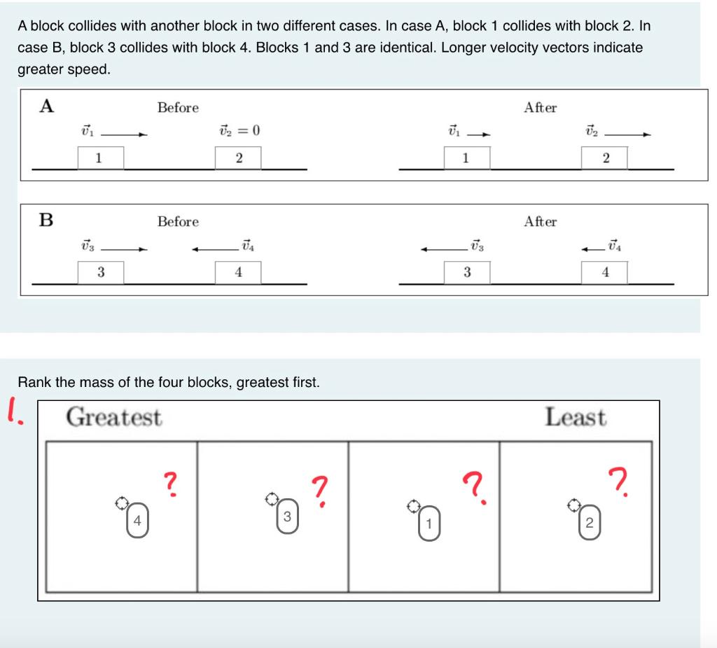A block collides with another block in two different | Chegg.com