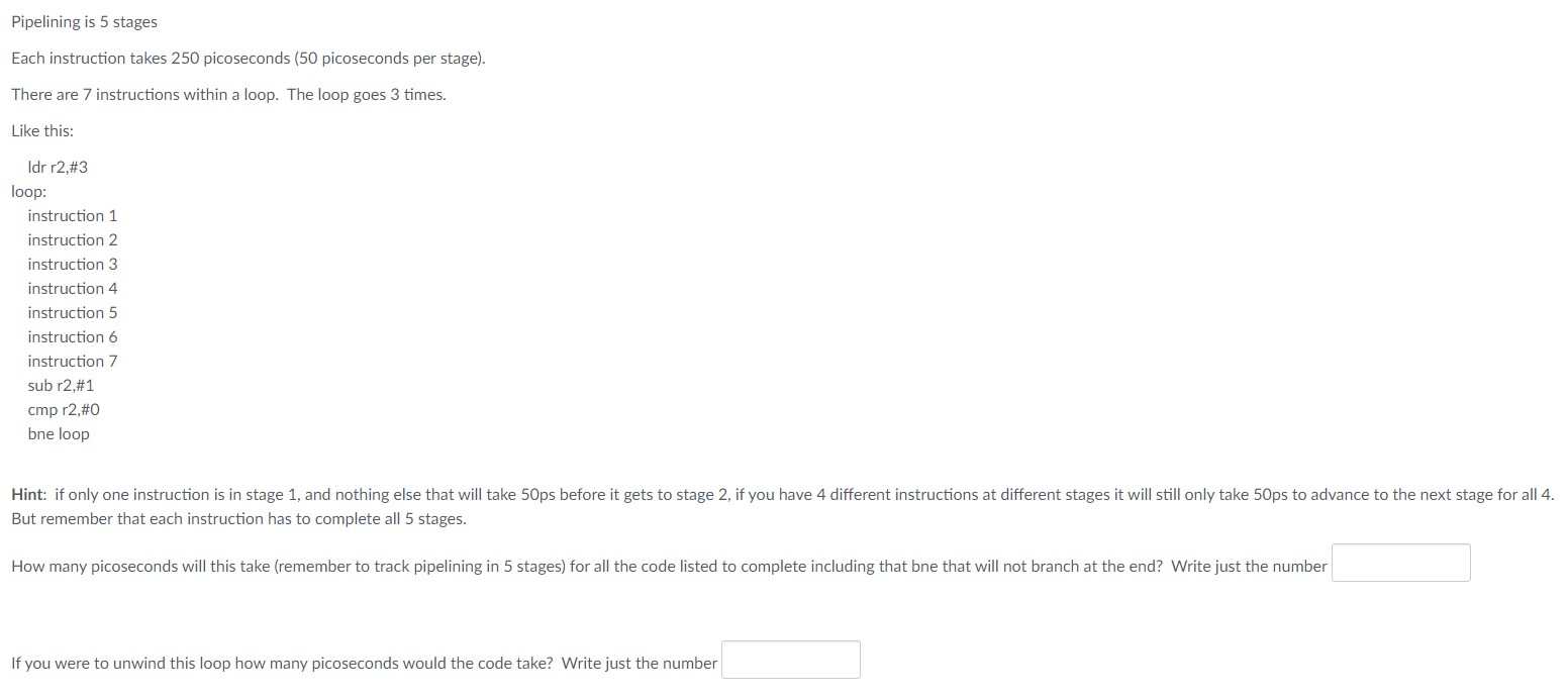 Solved Pipelining is 5 stages Each instruction takes 250 | Chegg.com