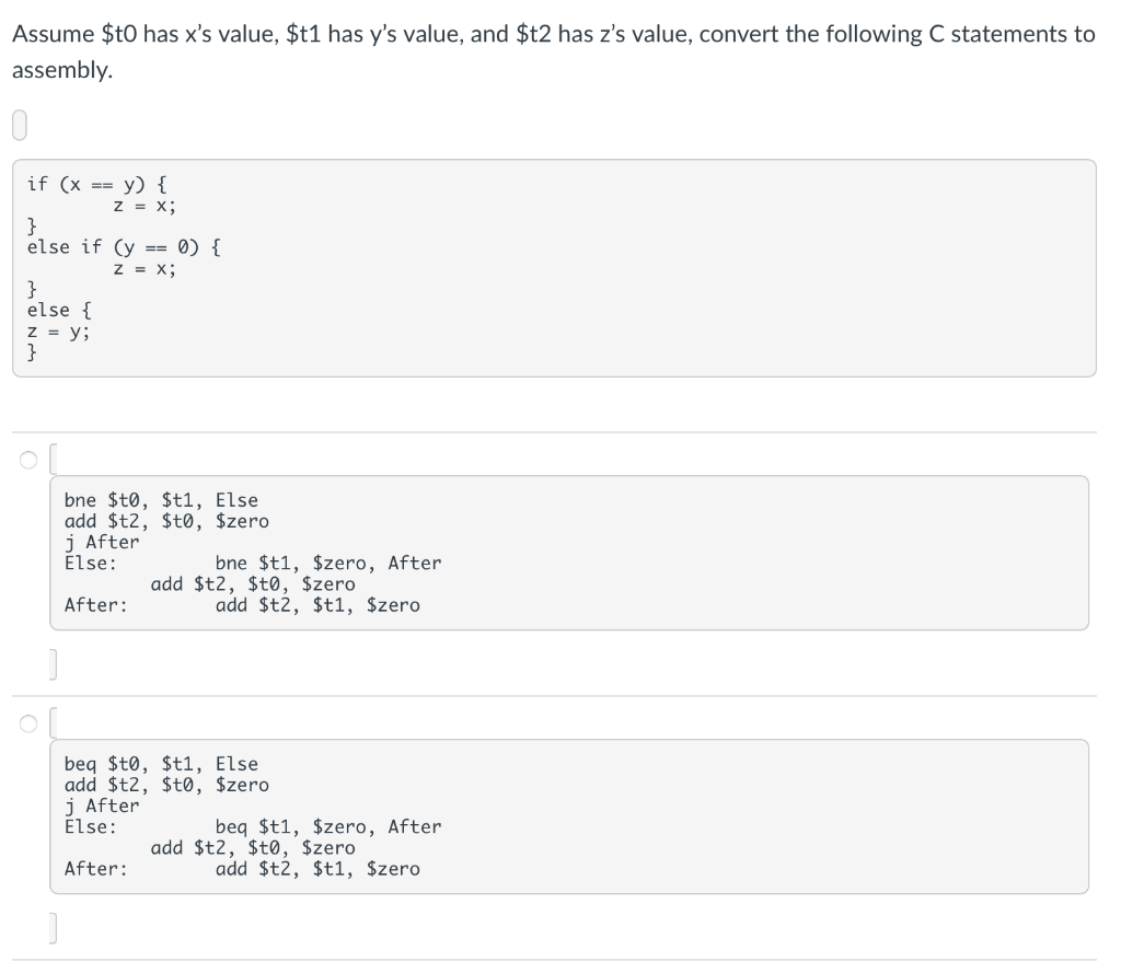 Solved Assume $to has x's value, $t1 has y's value, and $t2 | Chegg.com