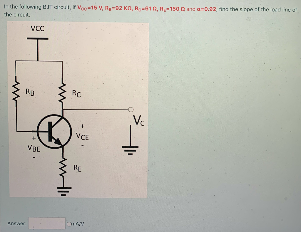 Solved In the following BJT circuit, if Vcc=15 V, RB=92 KS, | Chegg.com