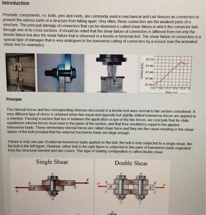 Solved Introduction Prismatic components, ie. bolts, pins | Chegg.com