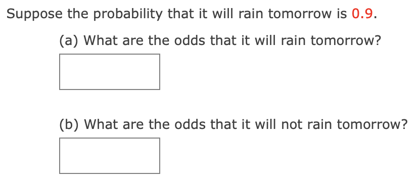 Solved Suppose the probability that it will rain tomorrow is | Chegg.com