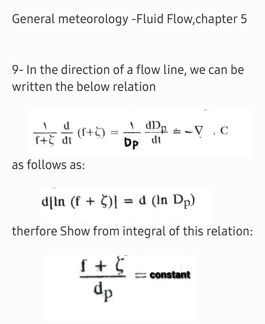 Solved General meteorology -Fluid Flow,chapter 5 9- In the | Chegg.com