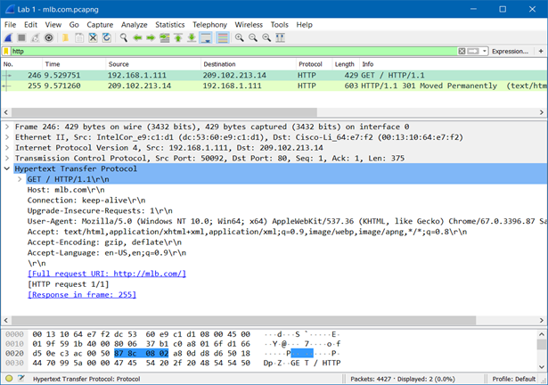 Solved The above is a screenshot of an HTTP packet captured | Chegg.com