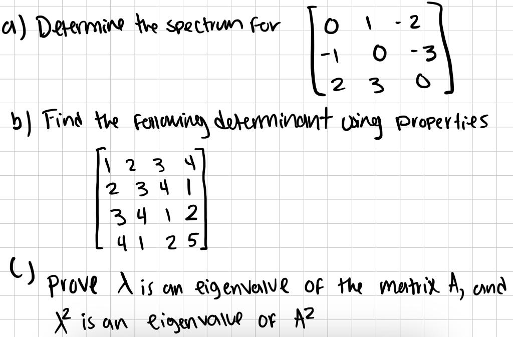 Solved a) Determine the spectrum for 0 - 2 -1 0 -3 2 3 2 0 | Chegg.com
